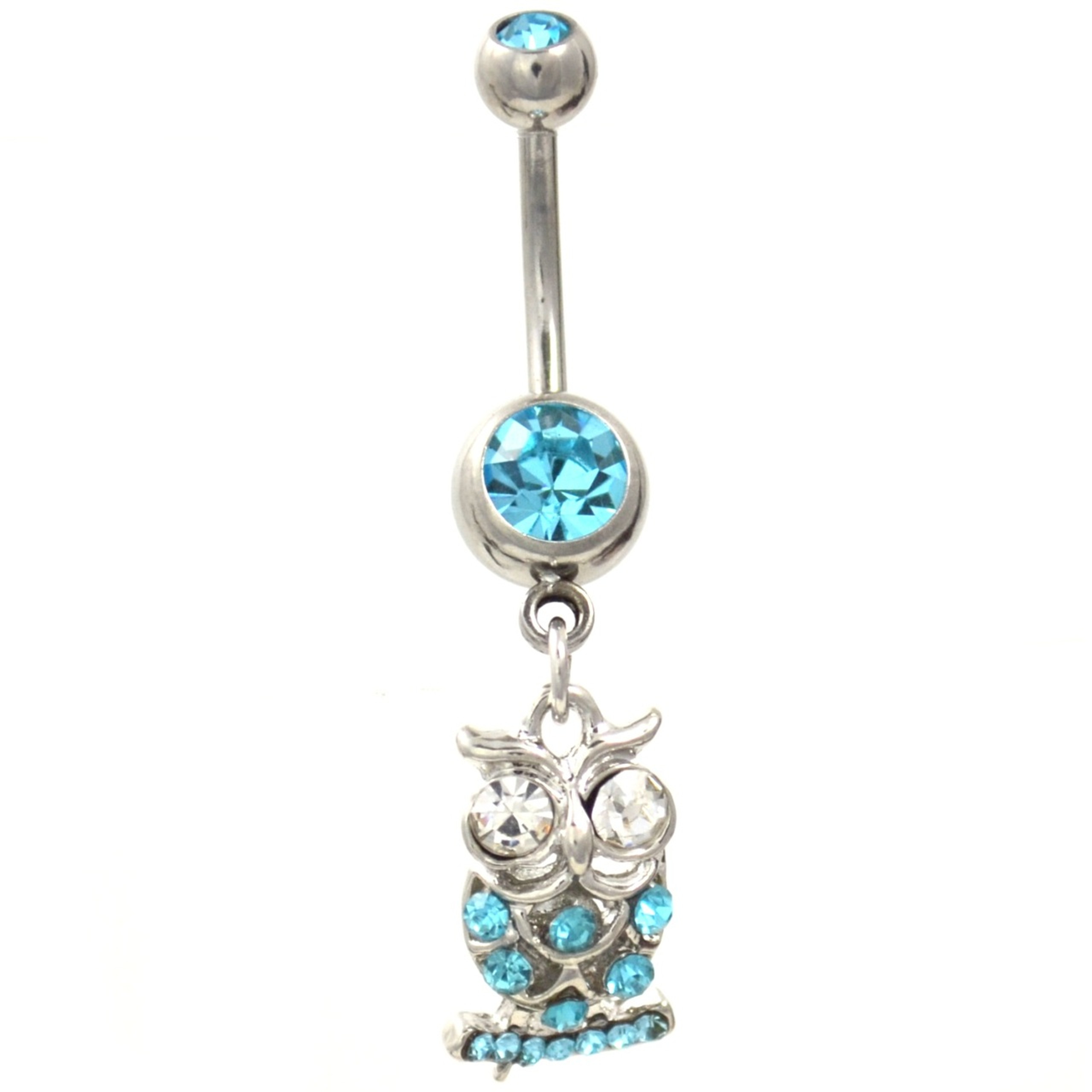Royal Owl Dangle Belly Button Ring w/Gems | BodyDazz.com