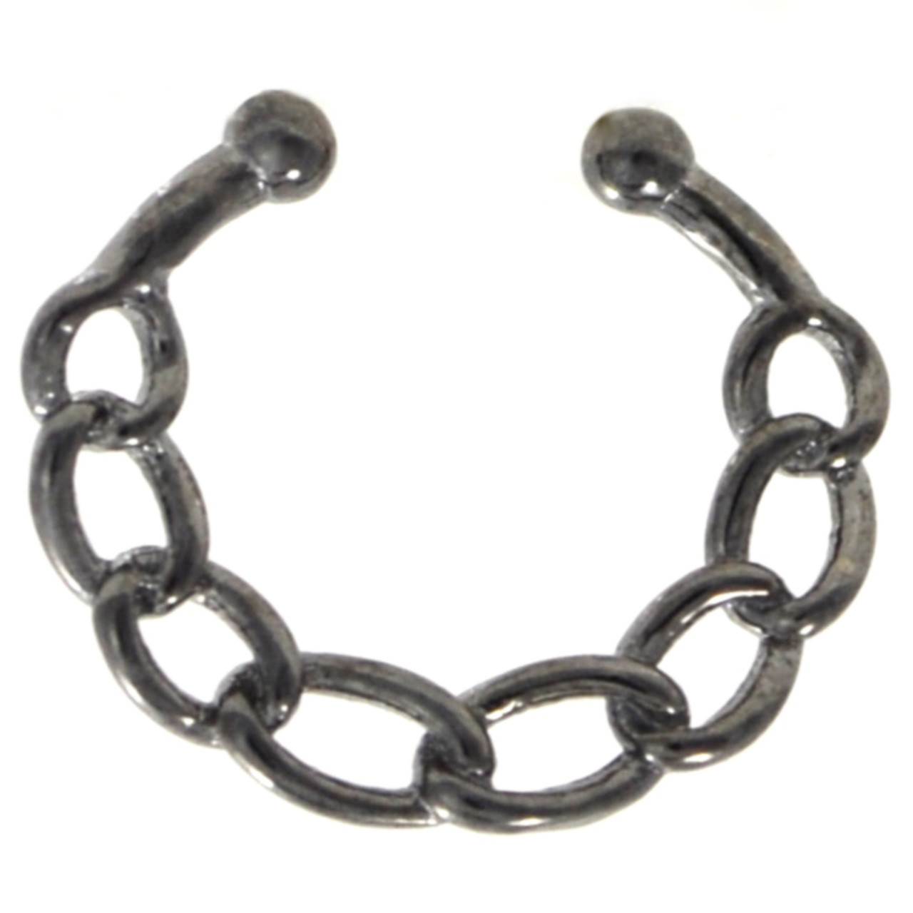 Chain Links Grey IP Fake Septum Ring Jewelry | BodyDazz.com