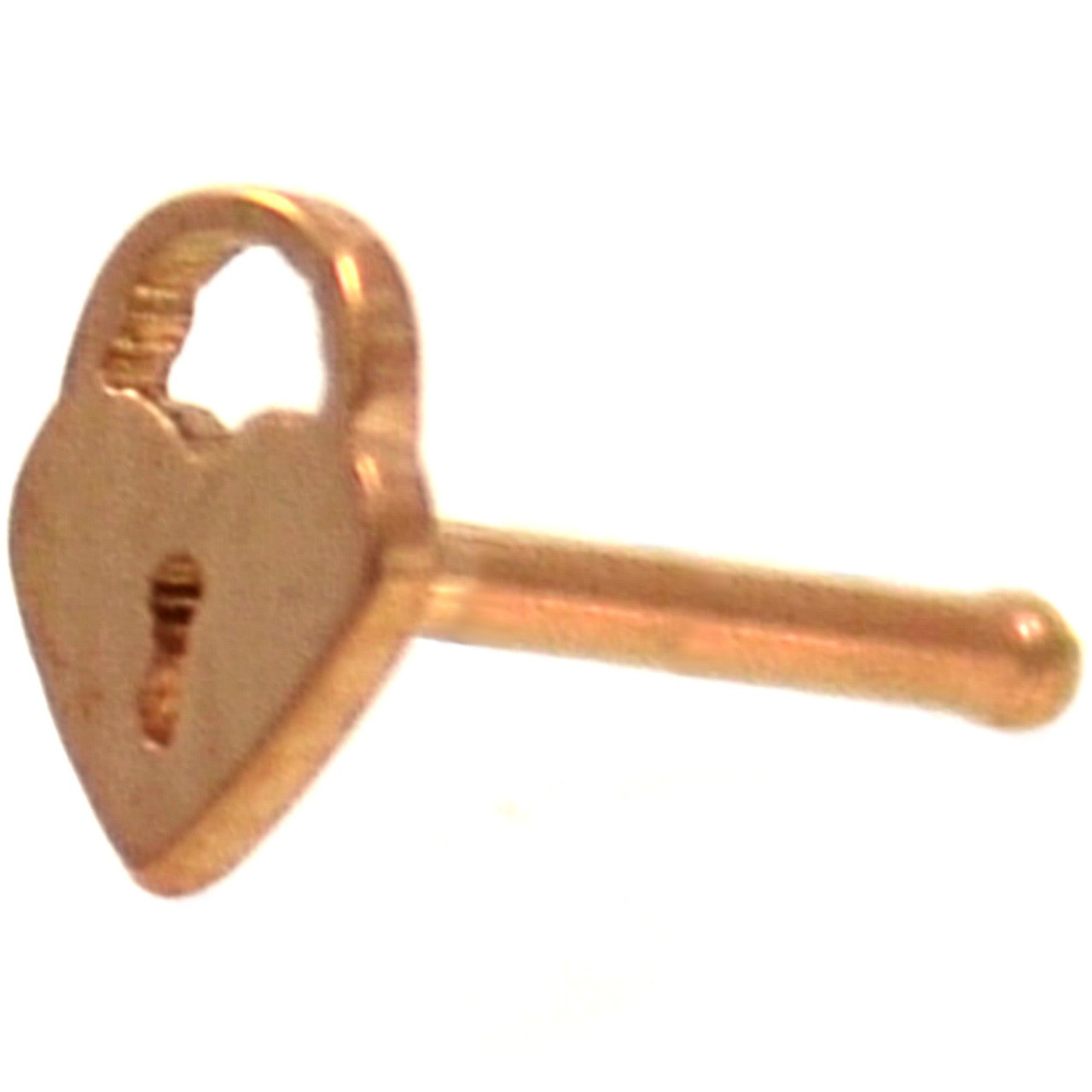 Heart Padlock Rose Gold IP Nose Ring Stud 20G | BodyDazz.com