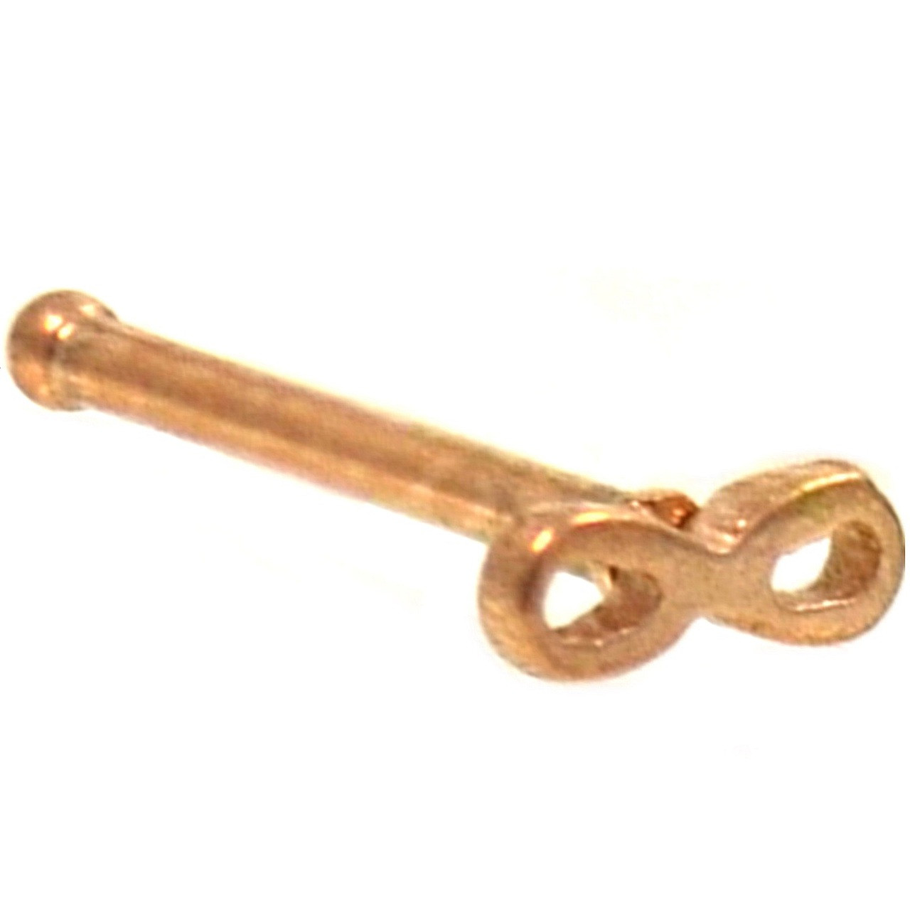 Rose Gold Infinity Symbol Steel Nose Ring Stud 20G | BodyDazz.com