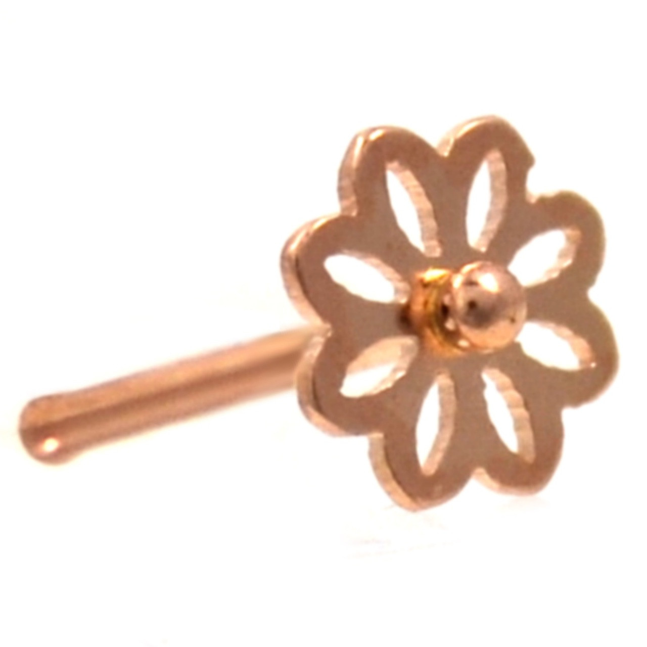 Daisy Flower Rose Gold-Tone Nose Ring Stud 20G | BodyDazz.com