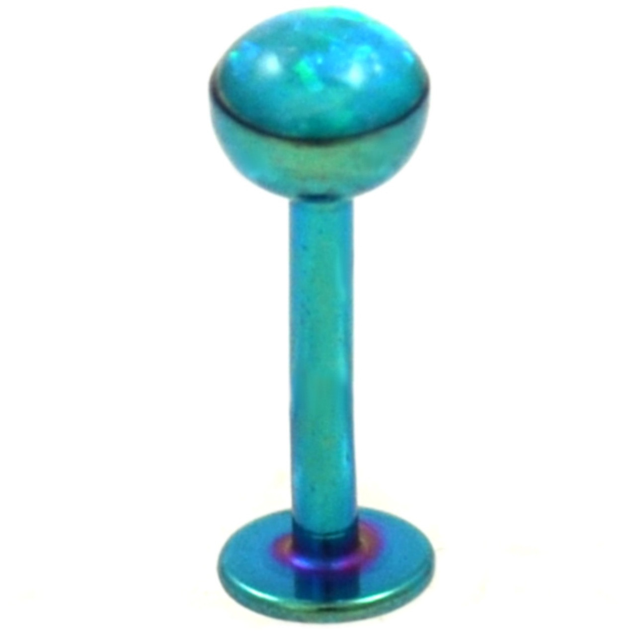 Green Opalescent Glitter Dome PVD Labret Bar 16G | BodyDazz.com