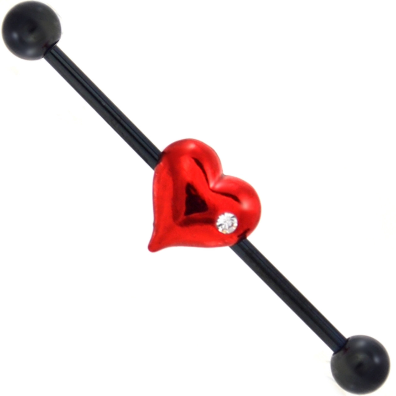 Red Heart Black Industrial Barbell 14G 1 & 3/8" | BodyDazz.com