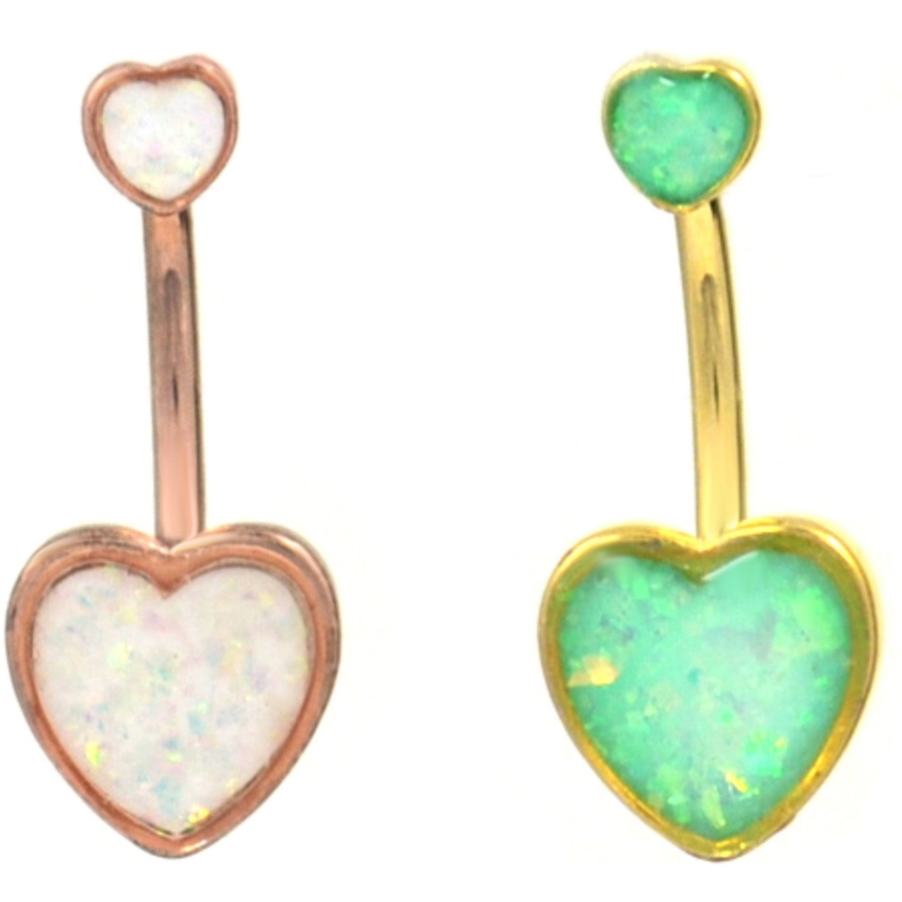 Holographic Heart Steel Belly Ring | BodyDazz.com