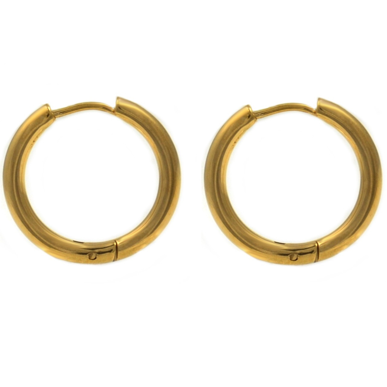 Gold-Tone IP Steel Hinge Hoop Earrings (10-20mm) | BodyDazz.com
