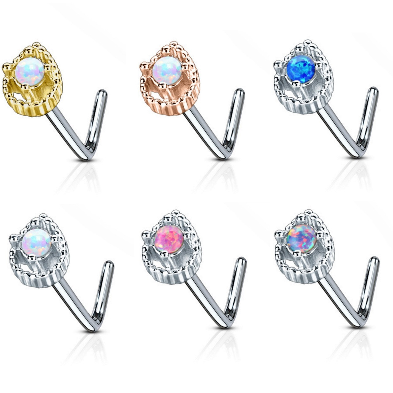 Glamorous Teardrop L Shaped Nose Ring 20G | BodyDazz.com