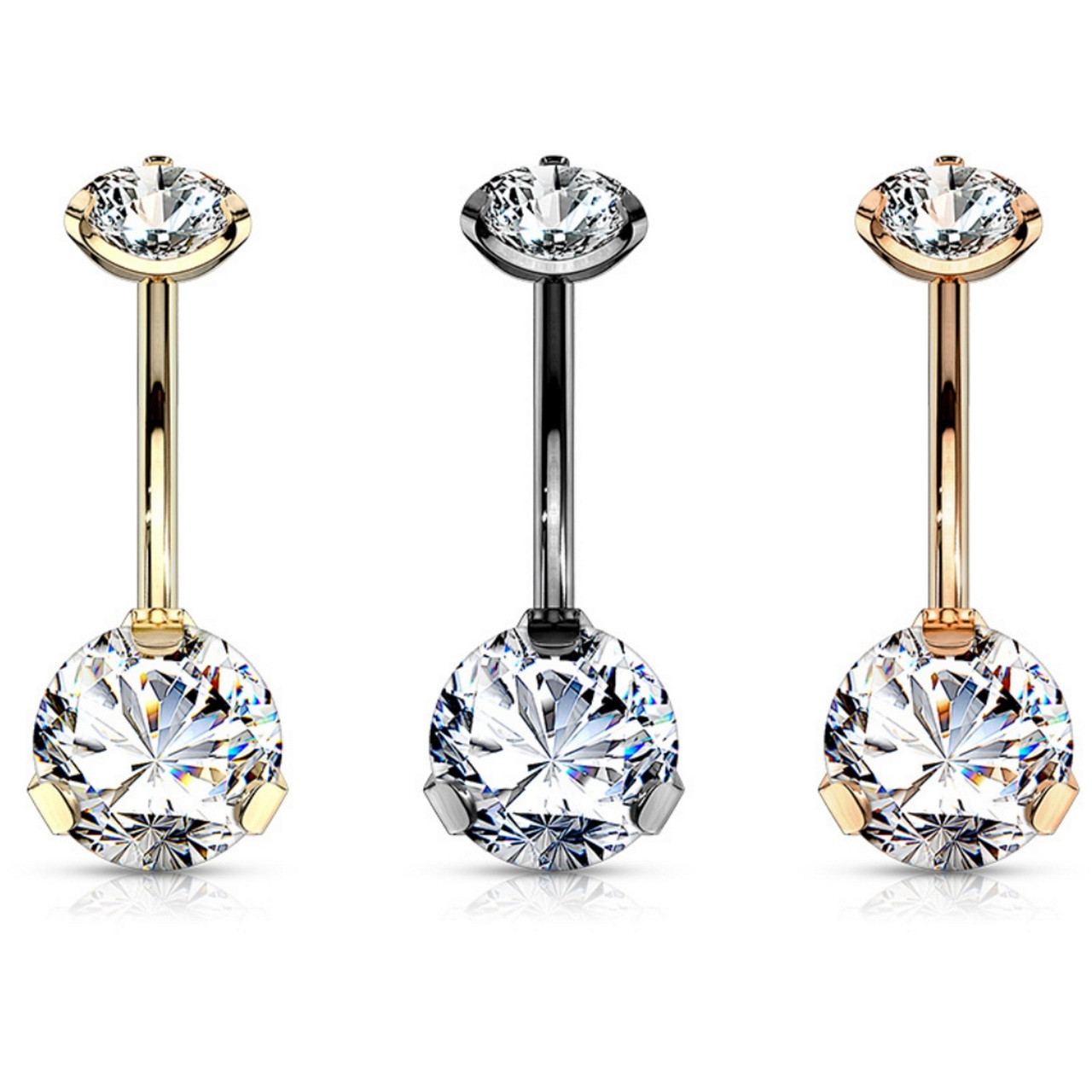 5-Color Set Double Jeweled Belly Rings | BodyDazz.com