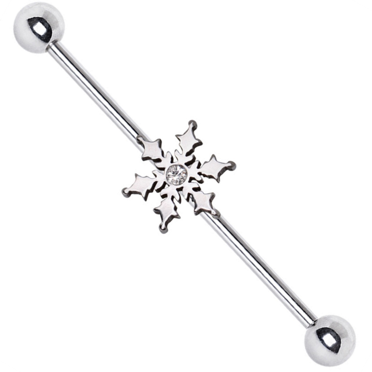 Snowflake Design Steel Industrial Bar 14G 1 & 1/2" | BodyDazz.com