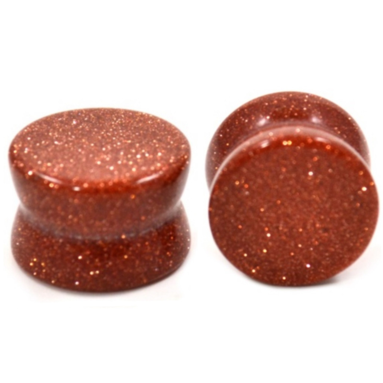 Gold Sand Stone Double Flared Ear Plugs (8g-1") | BodyDazz.com