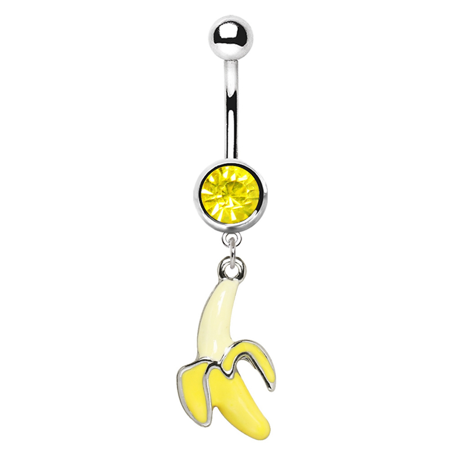 Banana Dangle Steel Belly Ring | BodyDazz.com