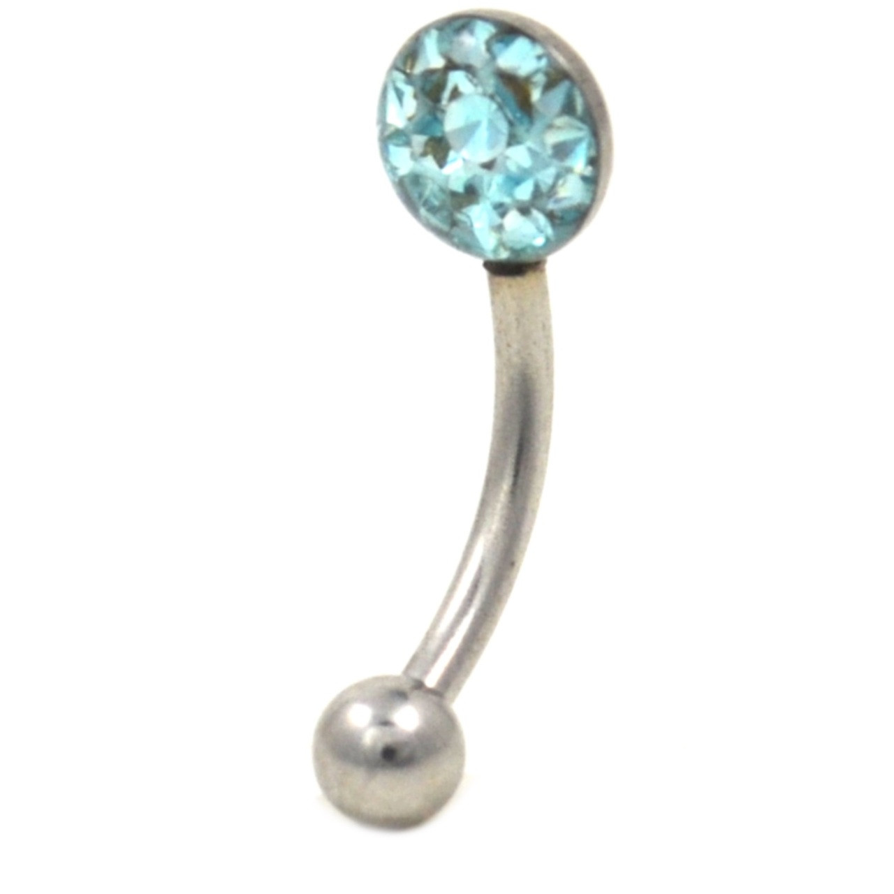 Aqua Crystal Dome Curved Bar Eyebrow Ring 16g 5/16" | BodyDazz.com