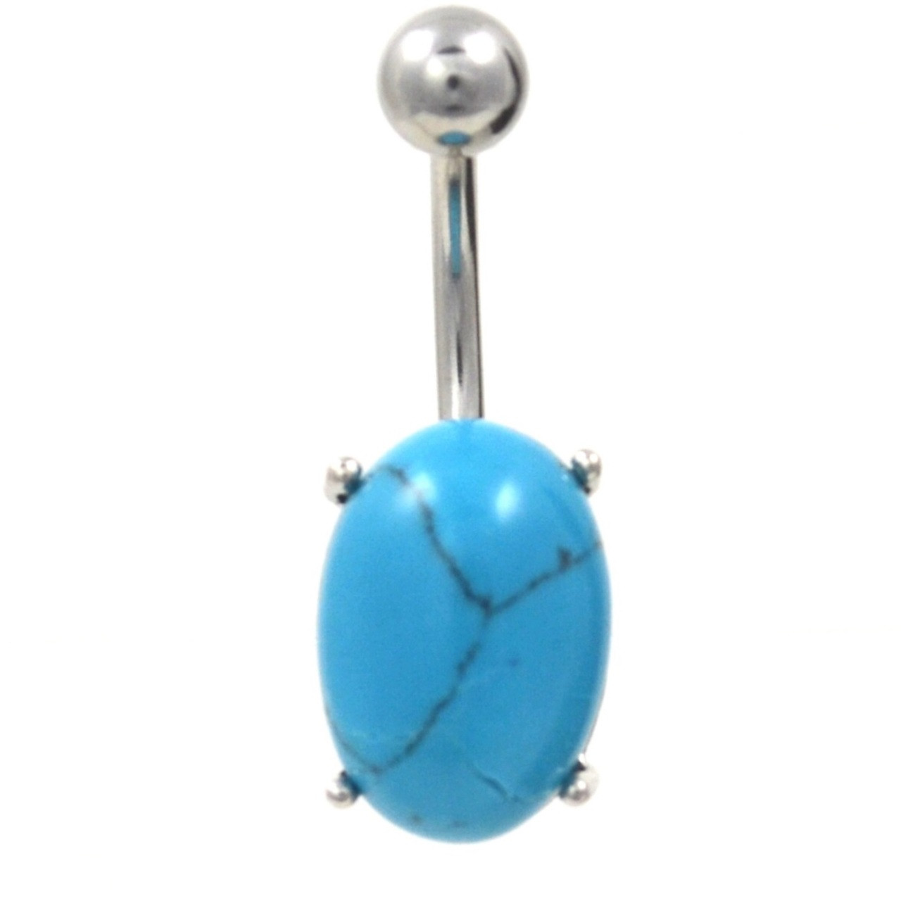 Light Green Oval Jade Stone Belly Ring | BodyDazz.com