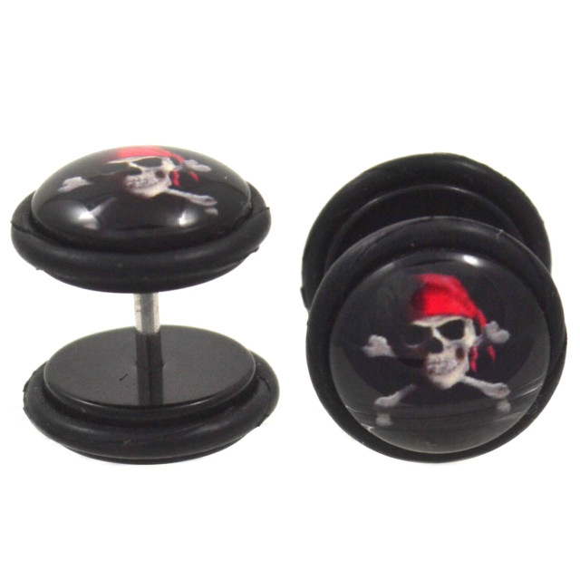 Black & Yellow Smiley Face Fake Plug Earrings (00g Look) | BodyDazz.com