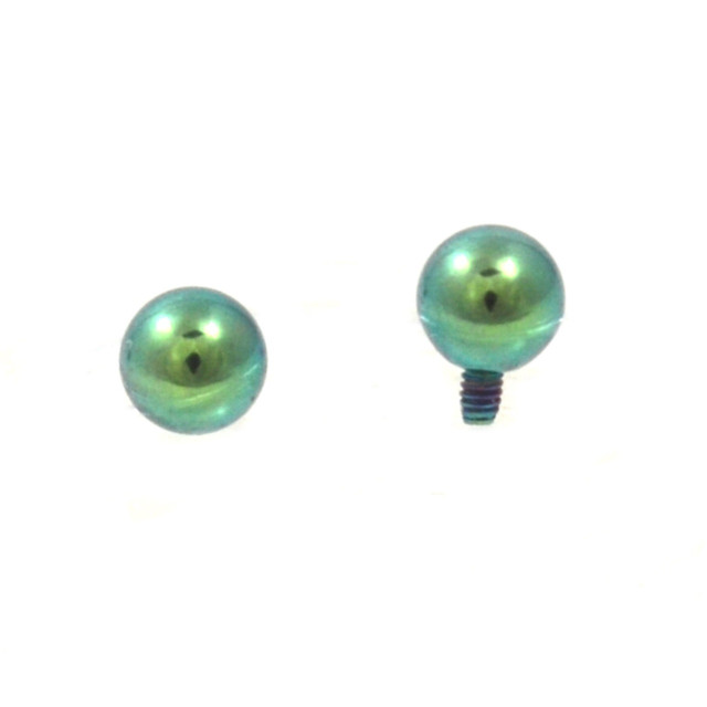 Green Titanium Plated Ball Dermal Top 14G (3 Sz) | BodyDazz.com