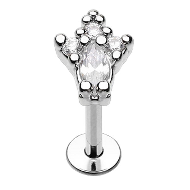 Victorian Style Clear Gem Steel Labret 16G | BodyDazz.com