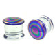 Rainbow Oil Slick Pyrex Glass Plugs (12g-7/8") | BodyDazz.com