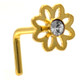 Clear Accent Daisy L Shaped Steel Nose Ring 20G | BodyDazz.com