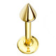 14kt Solid Yellow Gold Spike Top Labret Monroe Bar 16G | BodyDazz.com