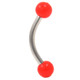 Red Balls Steel Curved Bar Eyebrow Ring 16g 5/16" | BodyDazz.com