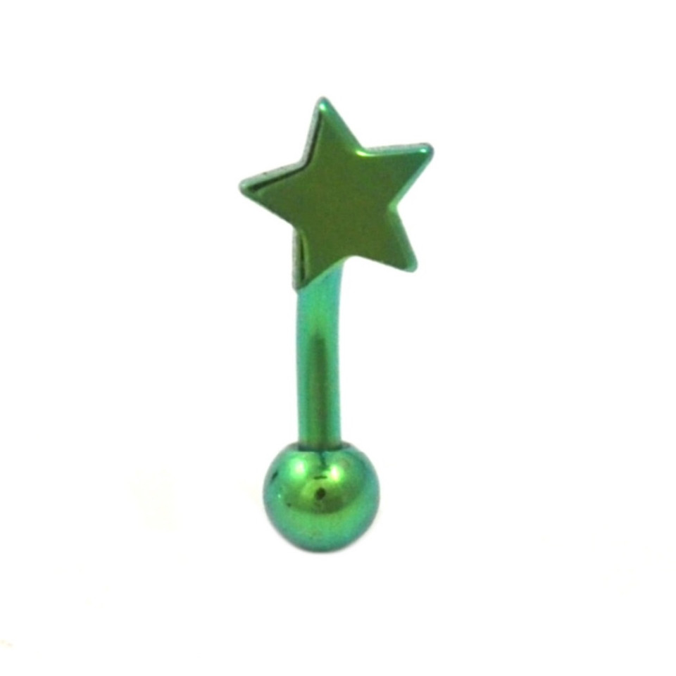 16G Blue Star Titanium Curve Eyebrow Ring - 2 Sizes | BodyDazz.com