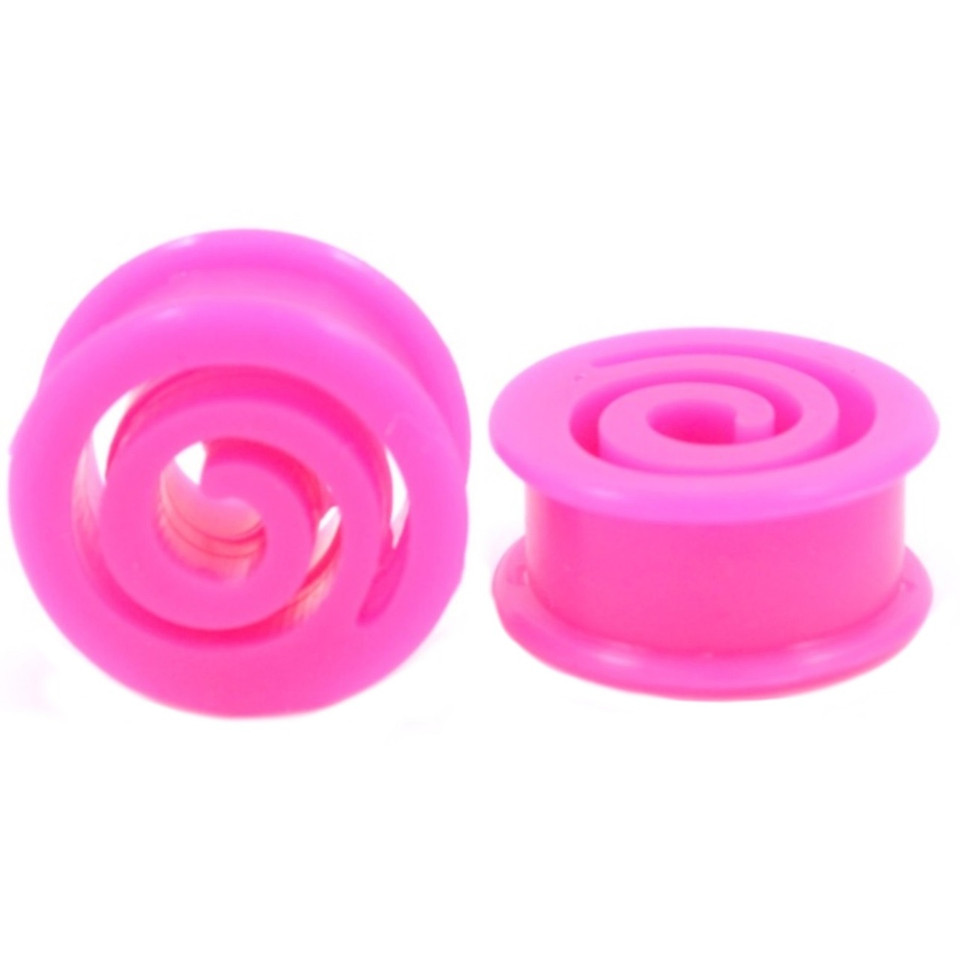 Flexible Purple Silicone Cut Spiral Center Plugs (2g-1") | BodyDazz.com
