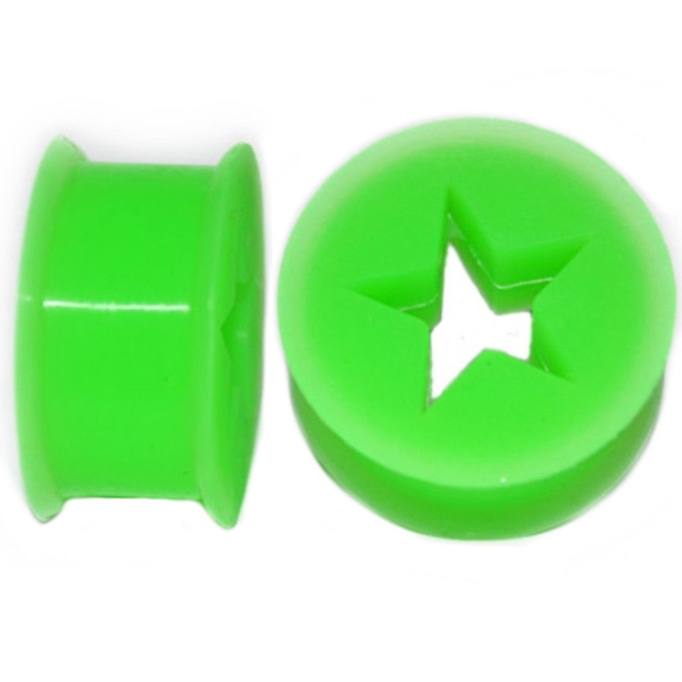 Lime Green Chopped Pot Leaf Ear Plugs (00g-13/16") | BodyDazz.com