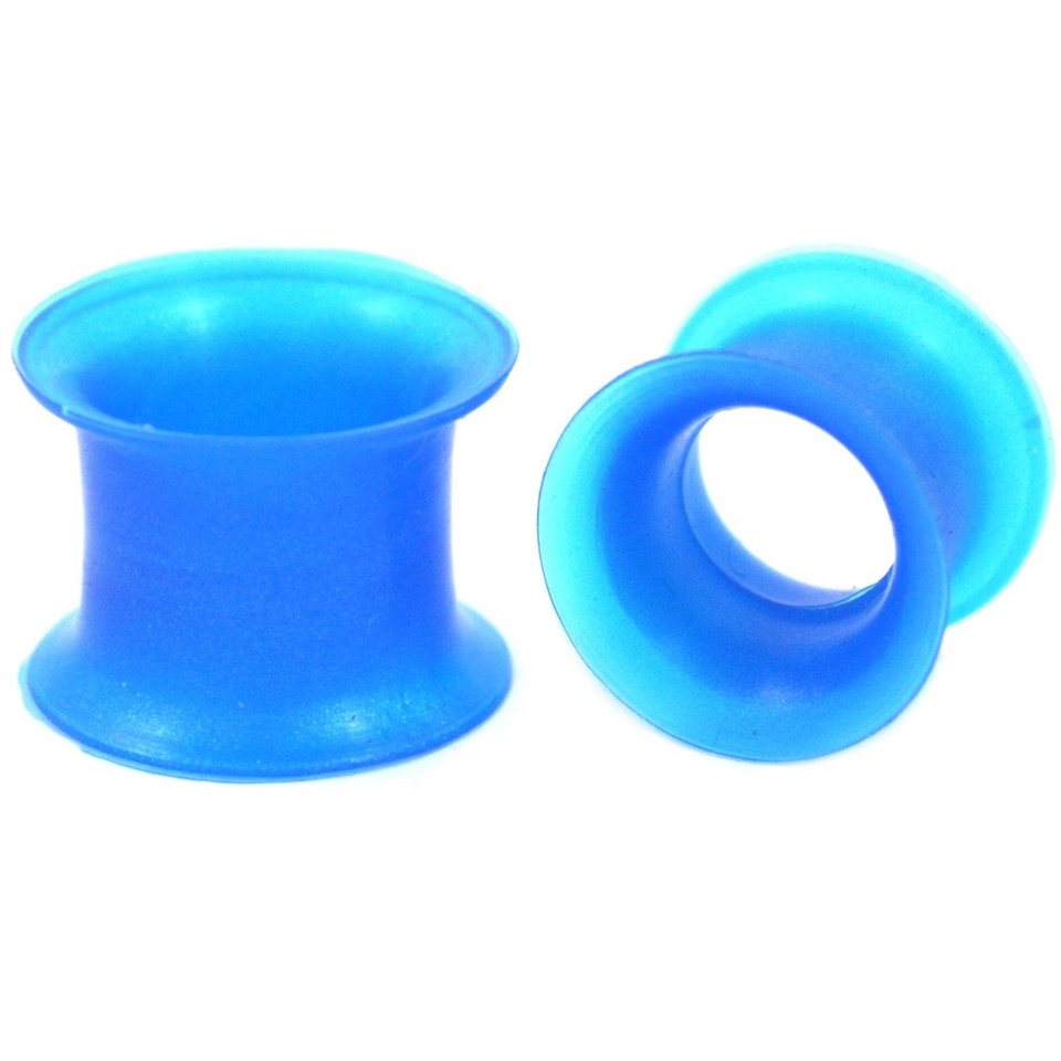 Light Blue Titanium Screw Fit Tunnel Plugs (14g-1") | BodyDazz