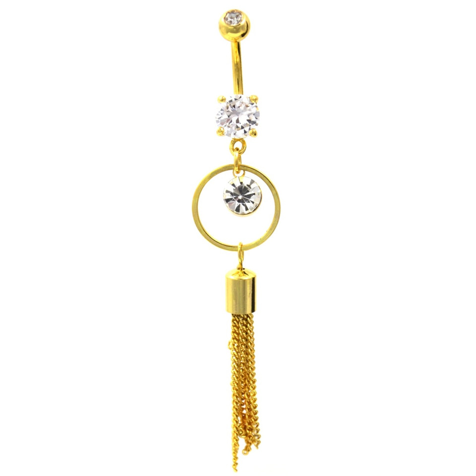 Gold Plated Hoop, Gems & Chains Belly Ring | BodyDazz.com