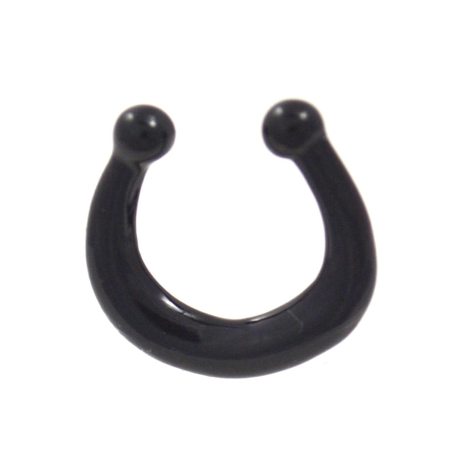 Shiny Black Plated Non-Piercing Septum Ring | BodyDazz.com