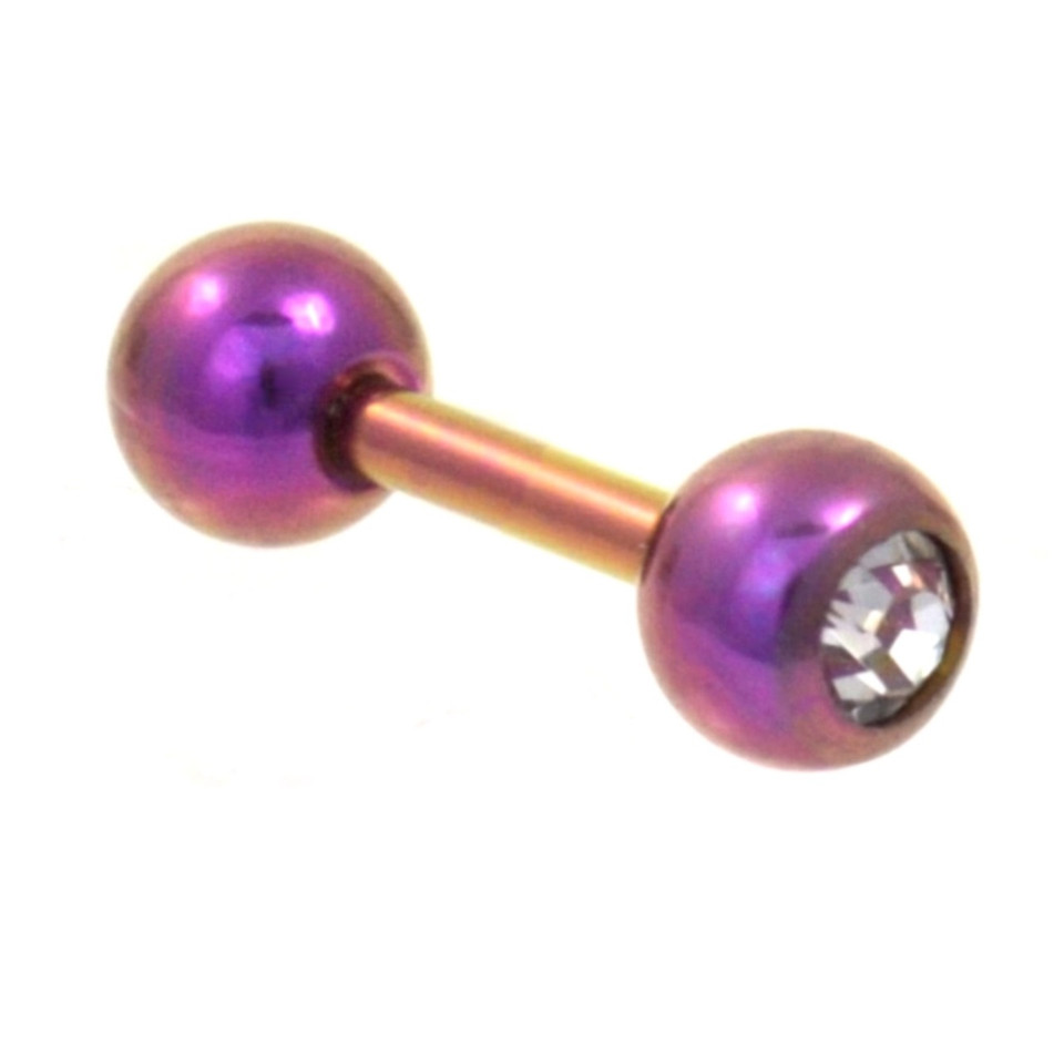 Rainbow Anodized Gem Cartilage Tragus Bar 16g 1/4" | BodyDazz.com