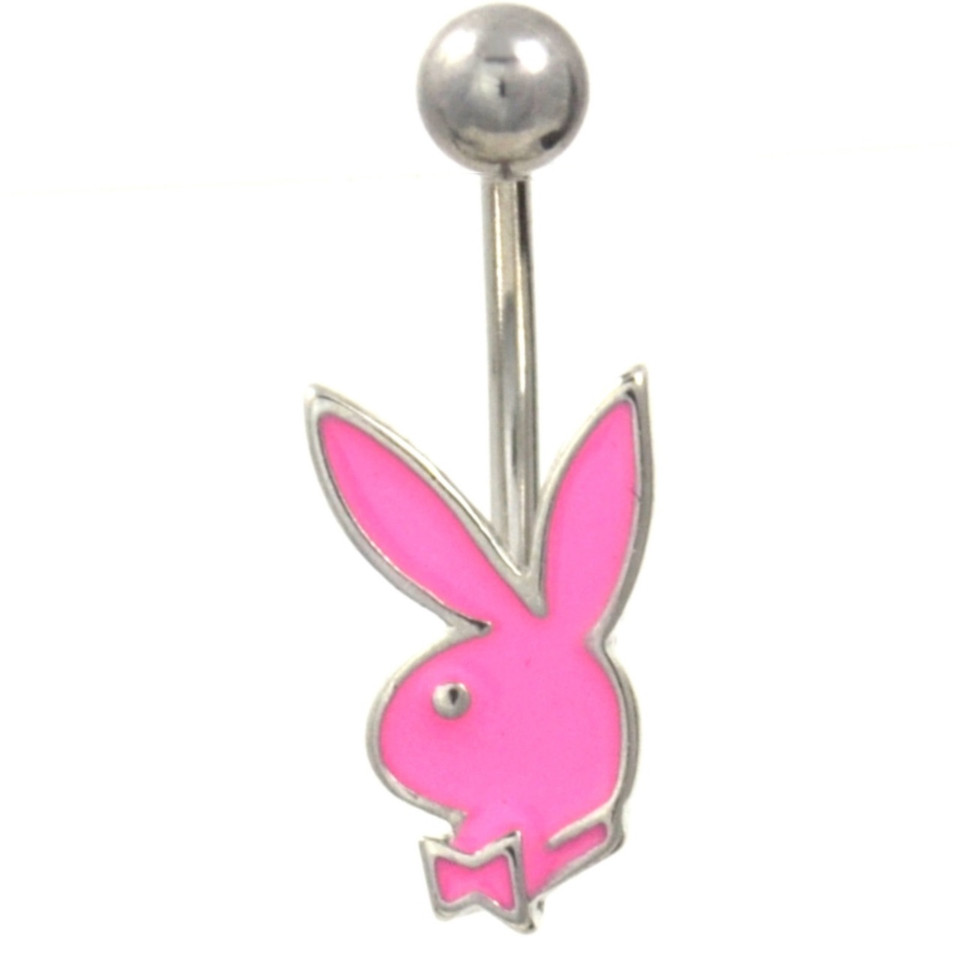 Light Blue Playboy Bunny Non-Dangle Belly Ring (16G) | BodyDazz.com
