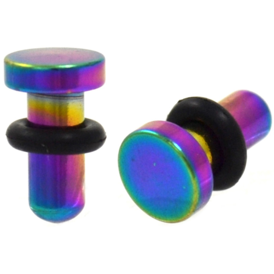 Black Titanium Flat Head Plugs (14g-0g) | BodyDazz.com