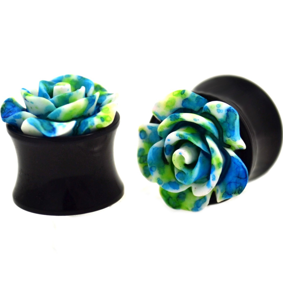 Lotus Flower Clear Accented Petal Plugs (2g-5/8") | BodyDazz.com