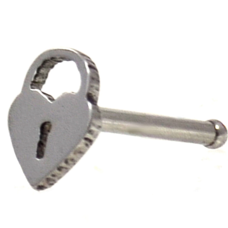 Heart Padlock Stainless Steel Nose Ring Stud 20G | BodyDazz.com