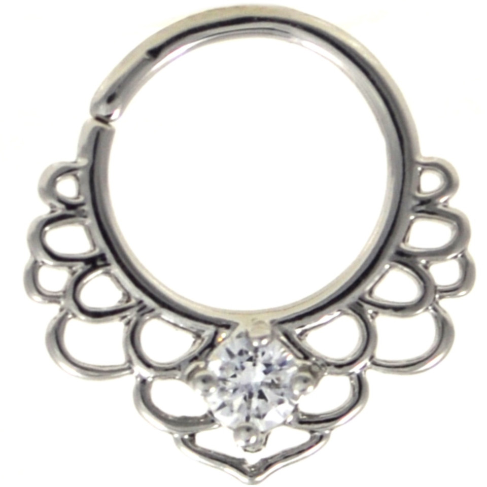 Synthetic Opal Filigree Style Septum Ear Piercing Hoop | BodyDazz.com