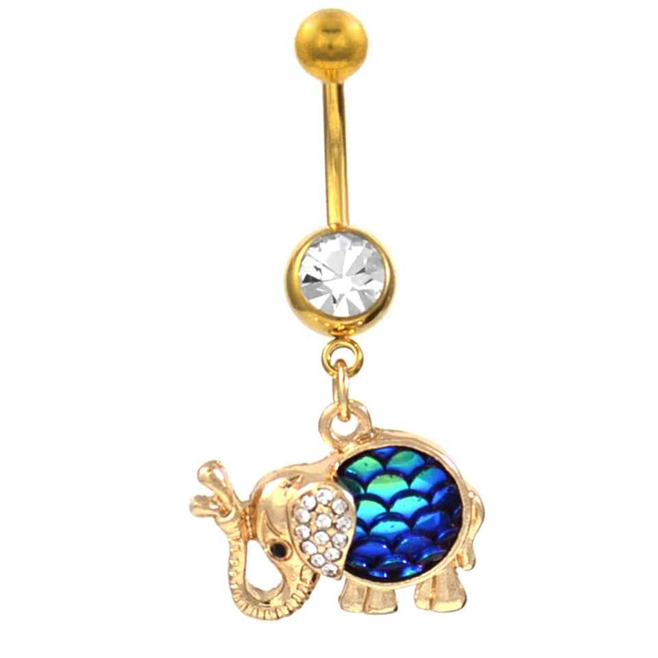Royal Golden Elephant Belly Button Ring | BodyDazz.com