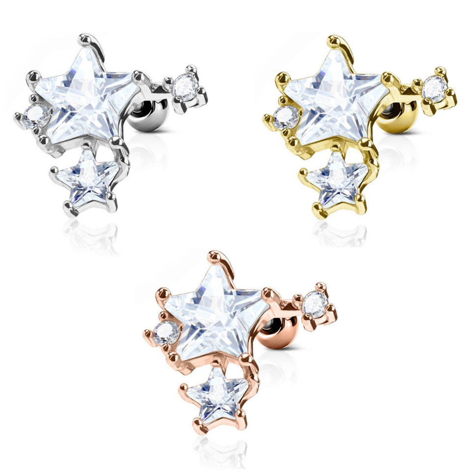 Crystal/Opalite Shape Cluster Cartilage Stud | BodyDazz.com