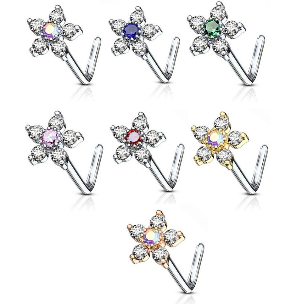 Glow in the Dark Star L Shaped Nose Ring 20G | BodyDazz.com