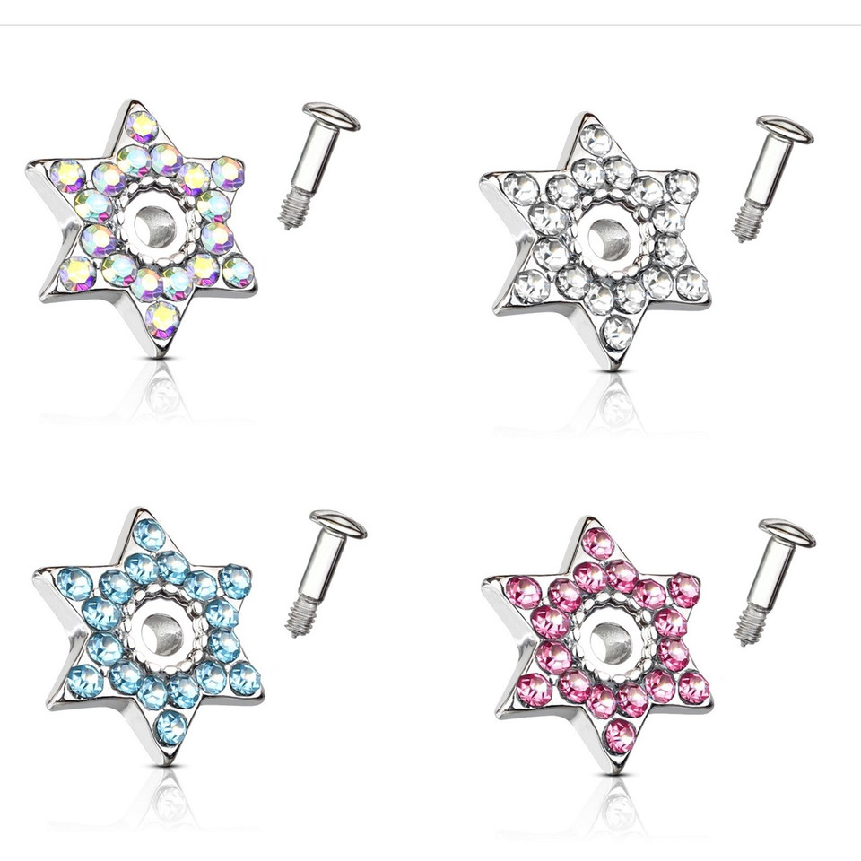 Double Star Surgical Steel Dermal Anchor Top | BodyDazz.com