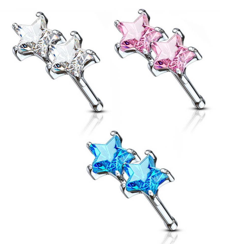 Glow in the Dark Star L Shaped Nose Ring 20G | BodyDazz.com