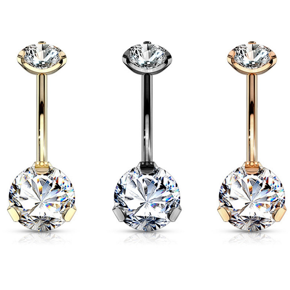 5-Color Set Double Jeweled Belly Rings | BodyDazz.com