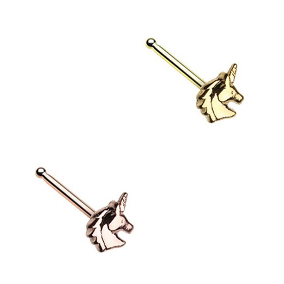 2-Pack Set Unicorn Head Nose Ring Bone Studs | BodyDazz.com