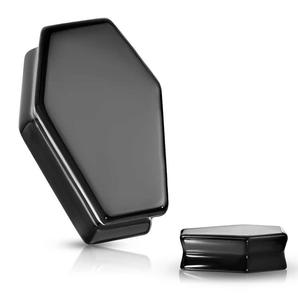 Black Obsidian Stone Coffin Plugs (2g-1") | BodyDazz.com