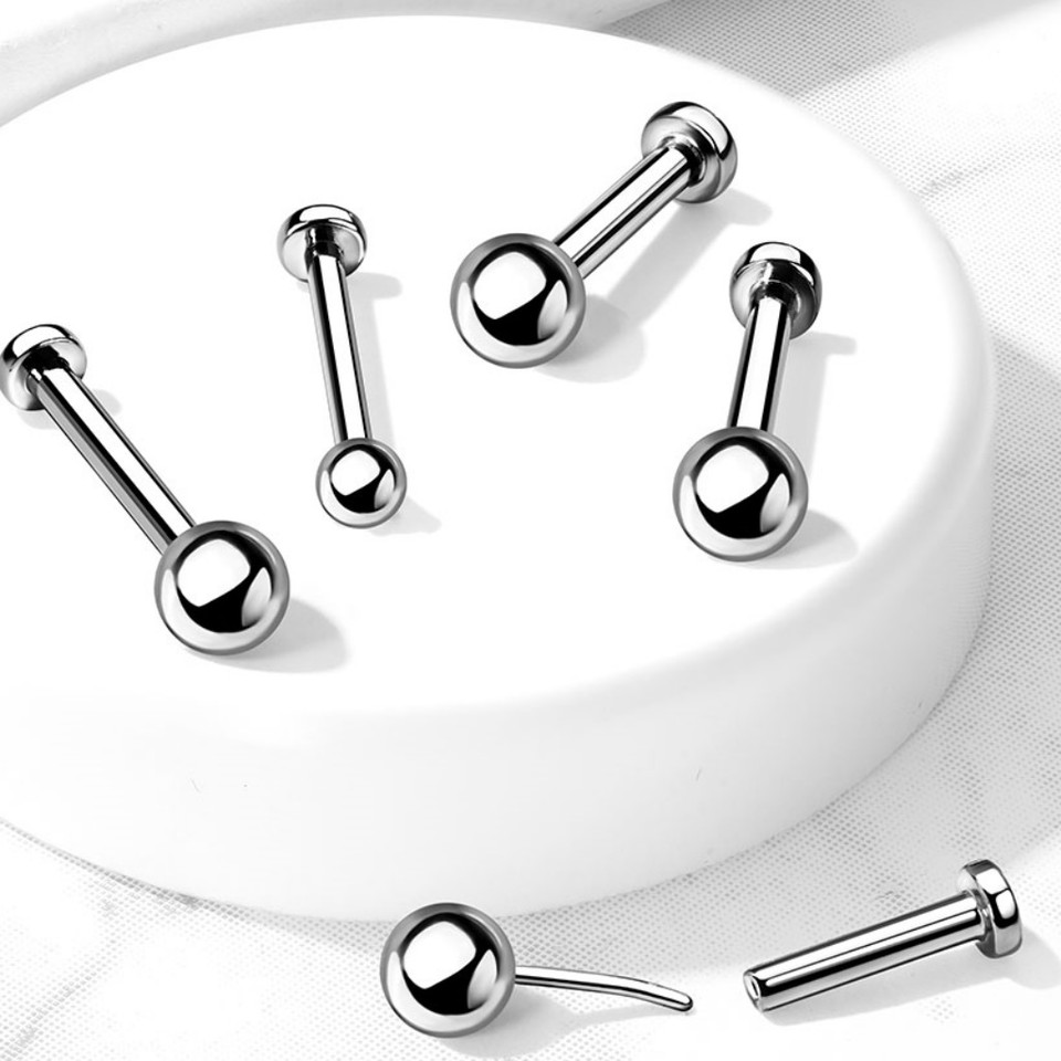 20G-16G Ball Top Threadless Push Top Titanium Labret | BodyDazz.com