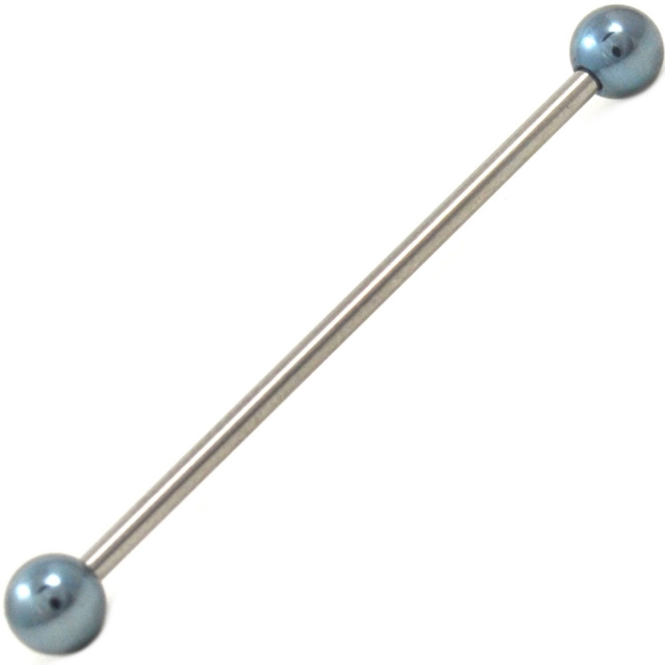 Lt Blue Metallic Ball Industrial Barbell 14g 38mm | BodyDazz
