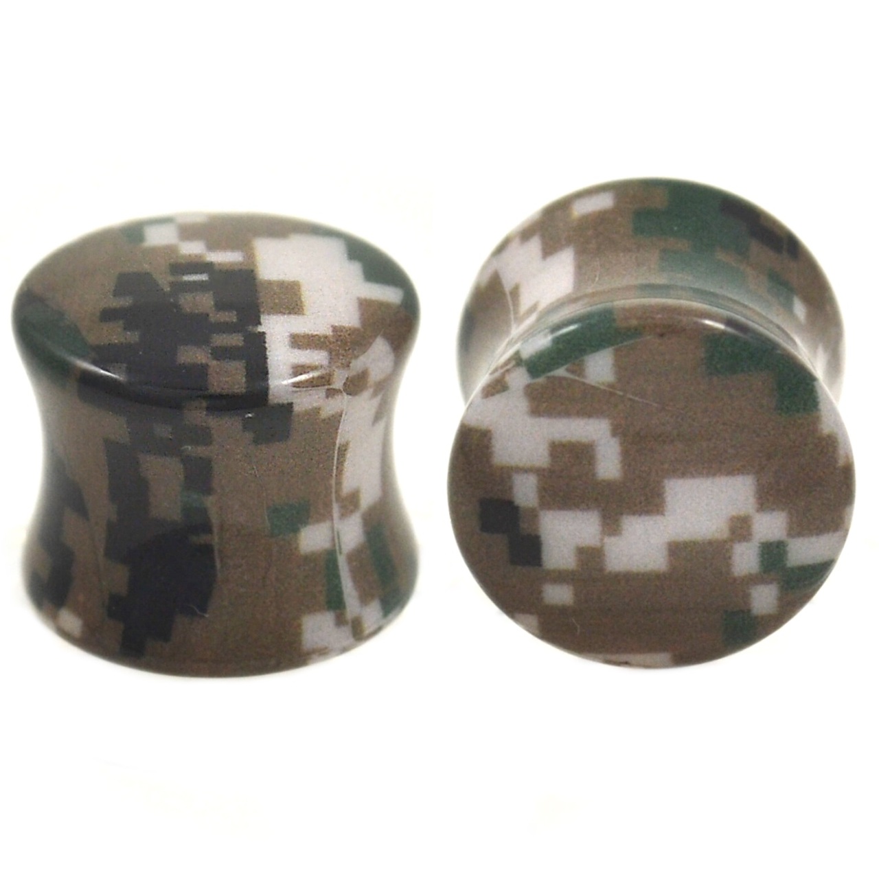 Green/Tan/Black Digital Camo Print Plugs (2g-5/8") | BodyDazz.com