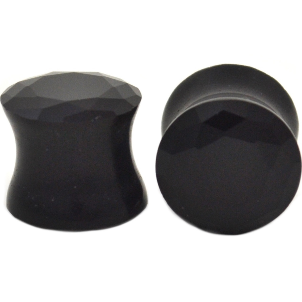 Black Pyrex Glass Solid Gem Style Ear Plugs (0g-5/8") | BodyDazz.com
