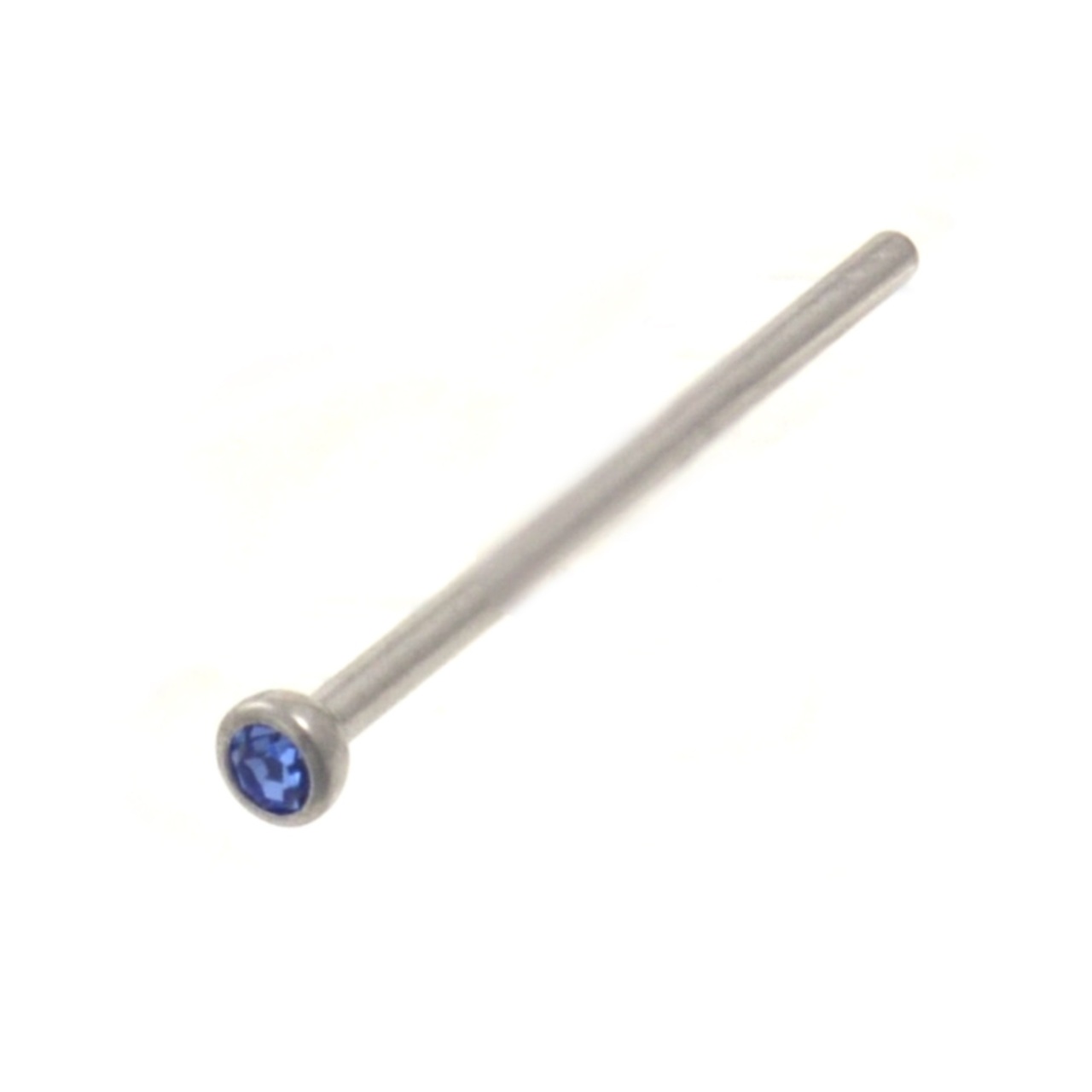 Bendable Blue Round CZ Gem Nose Bone 18 Gauge | BodyDazz.com