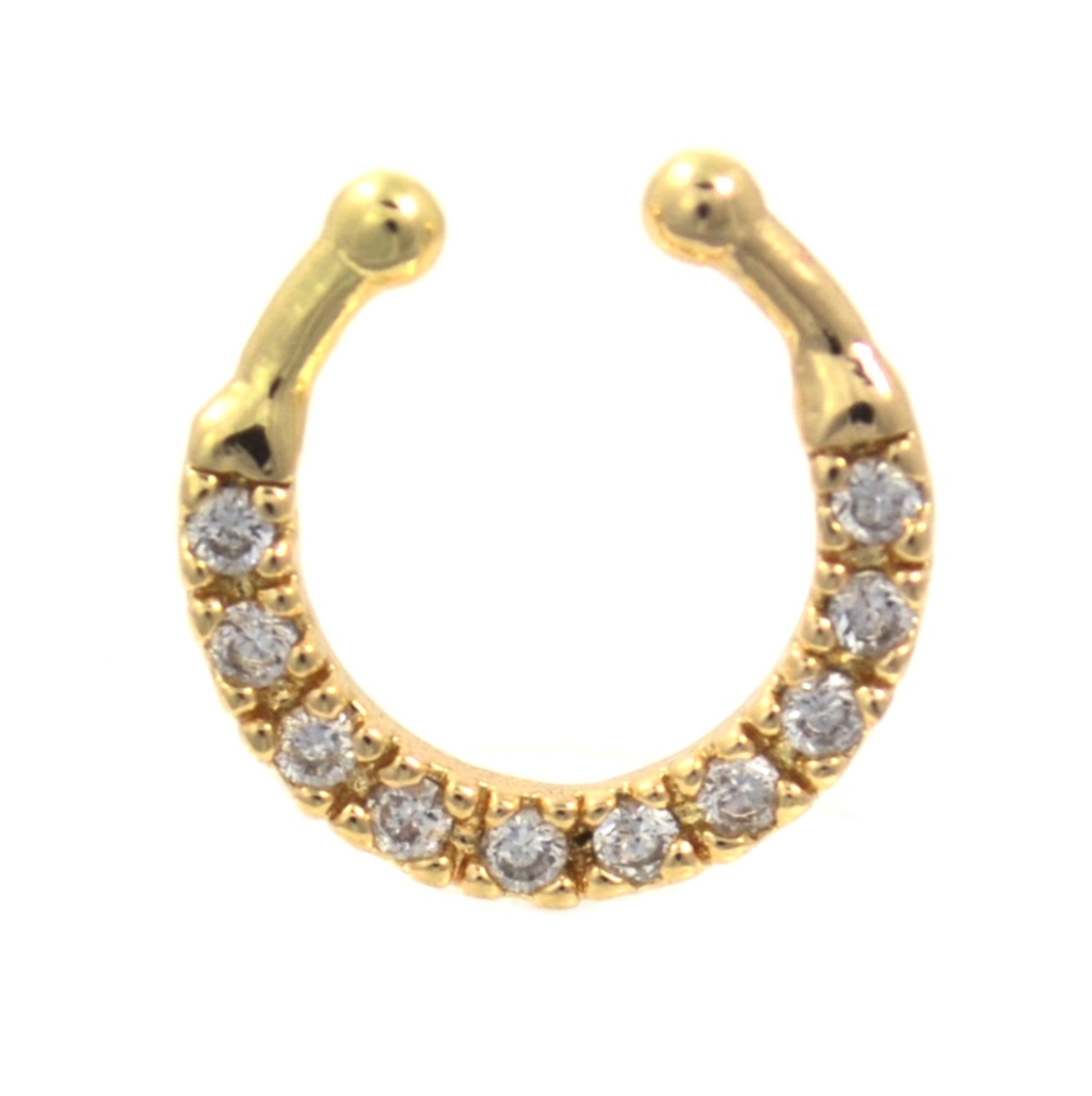 Fancy 10-Gem Clear/Gold Fake Septum Ring Jewelry | BodyDazz.com
