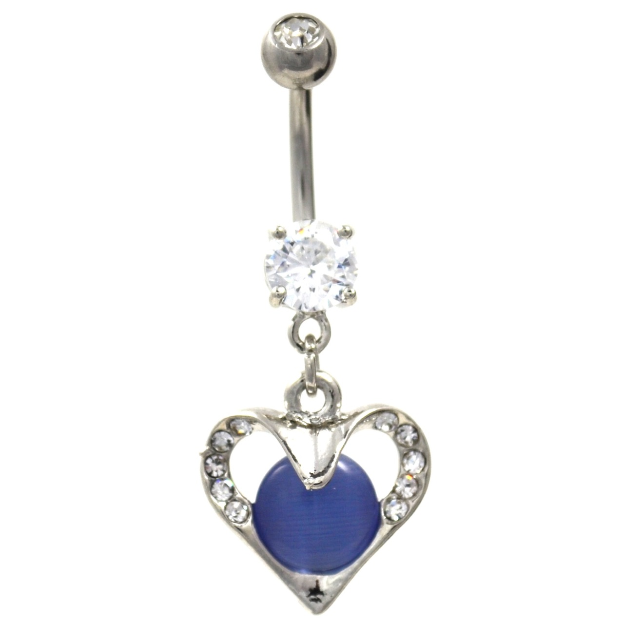 Heart Wrapped Shade Of Blue Stone Belly Ring | BodyDazz.com